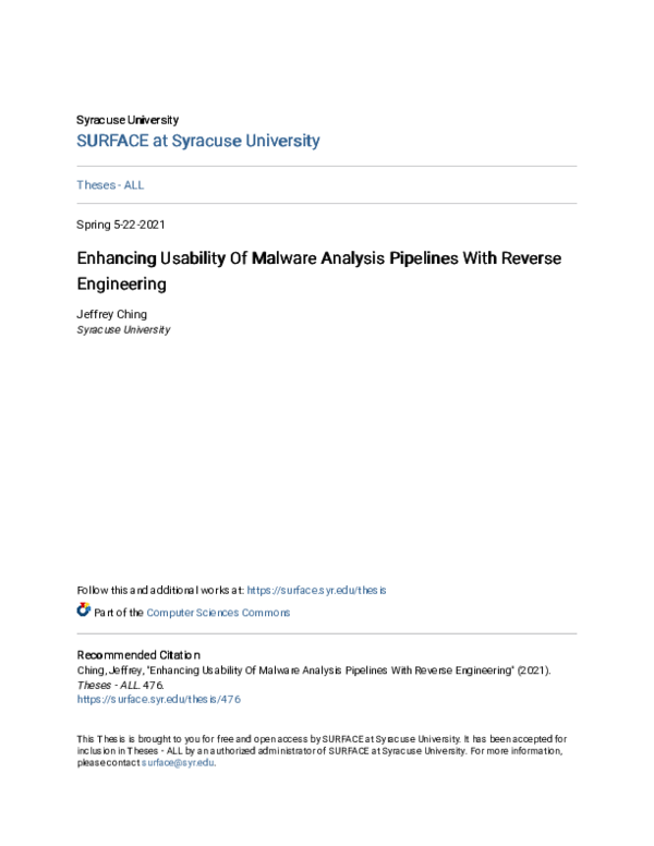 (PDF) Enhancing Usability Of Malware Analysis Pipelines With Reverse ...