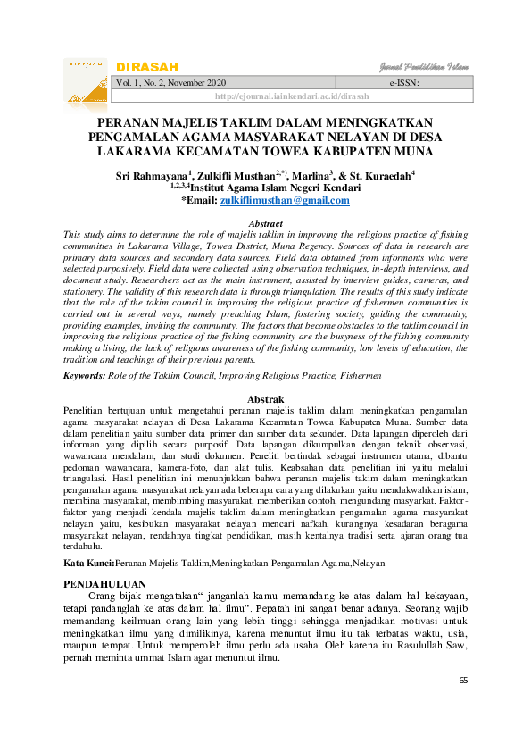 (PDF) PERANAN MAJELIS TAKLIM DALAM MENINGKATKAN PENGAMALAN AGAMA ...