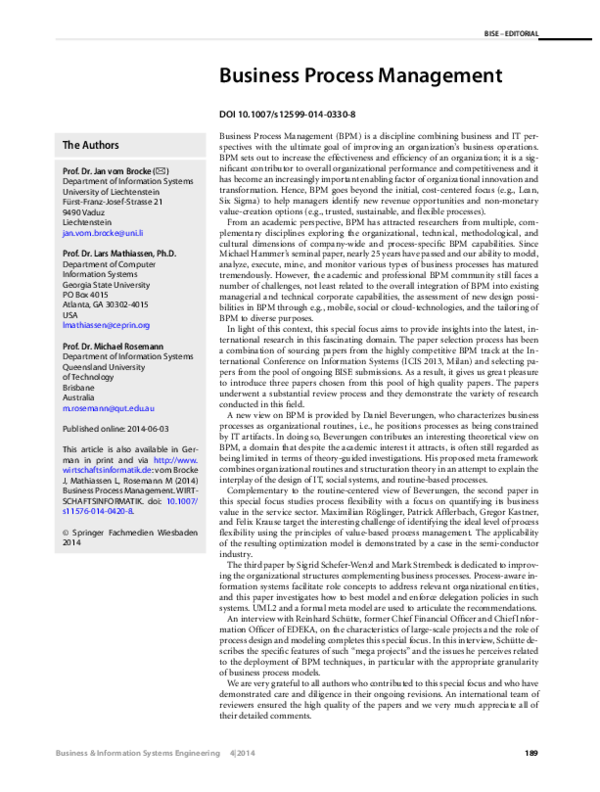(PDF) Business Process Management