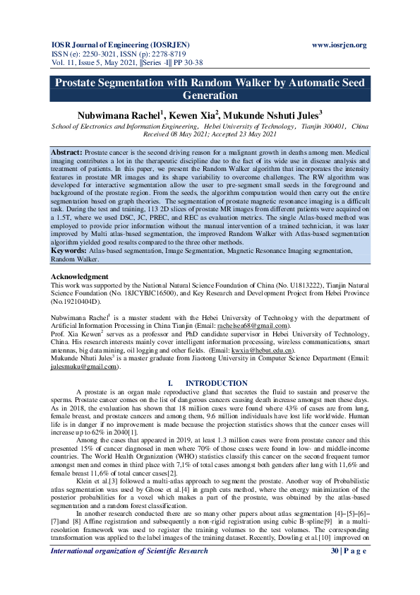 (PDF) Prostate Segmentation with Random Walker by Automatic Seed Generation