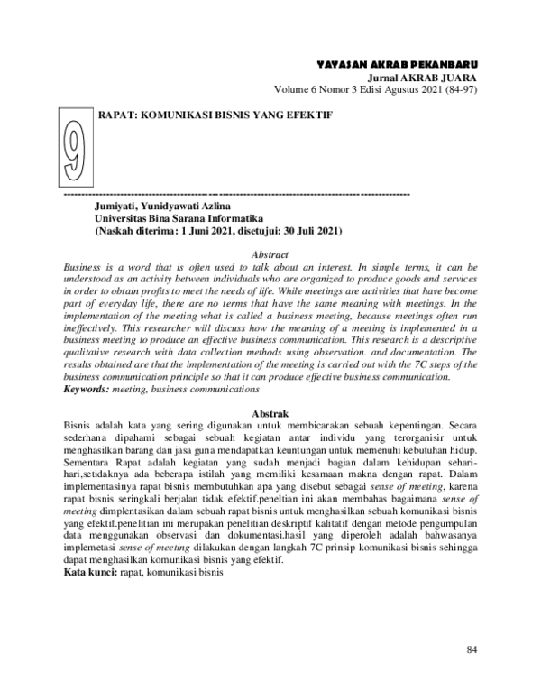 Pdf Rapat Komunikasi Bisnis Yang Efektif