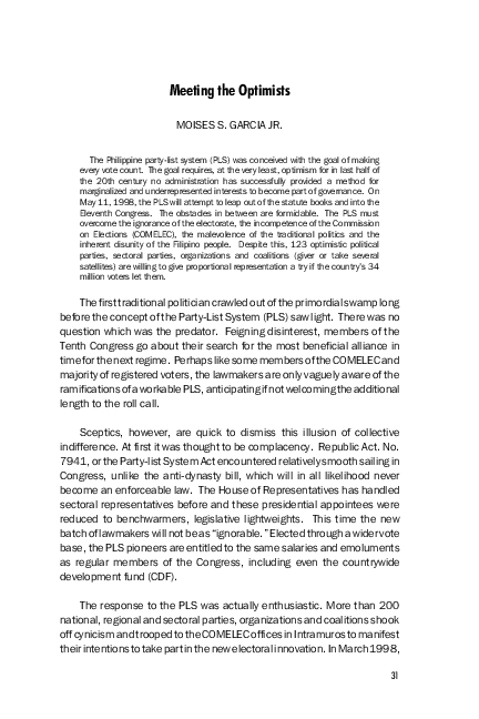 (PDF) Meeting the Optimists