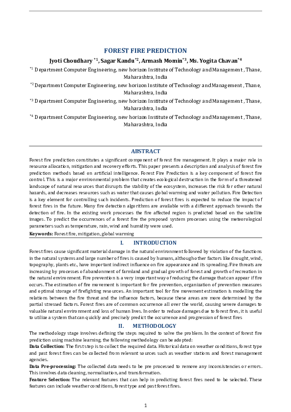 (PDF) FOREST FIRE PREDICTION