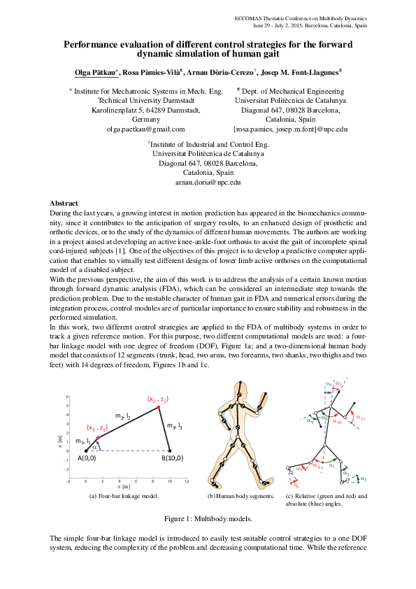 (PDF) Performance evaluation of different control strategies for the forward dynamic simulation ...