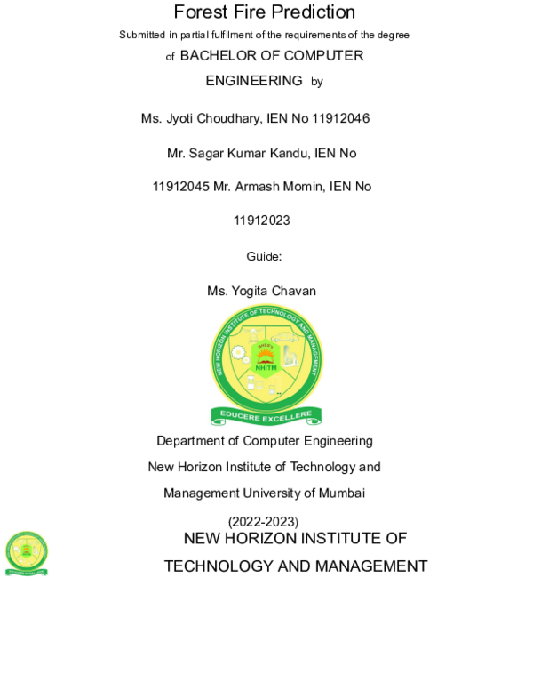 (PDF) Forest Fire Prediction | sagar kandu - Academia.edu
