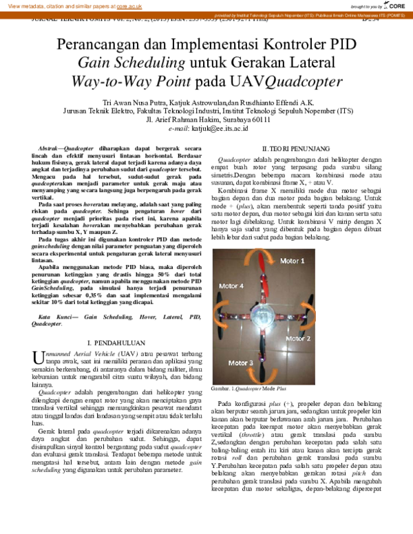 (PDF) Perancangan Dan Implementasi Kontroler PID Gain Scheduling Untuk Gerakan Lateral Way-to ...