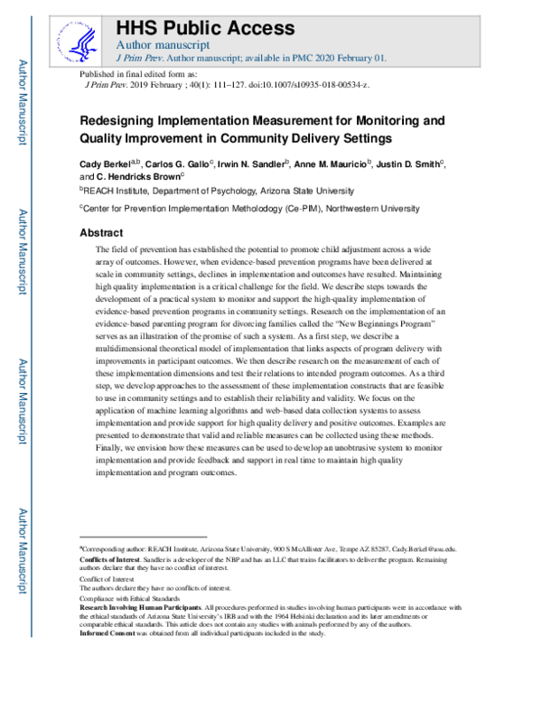 (PDF) Redesigning Implementation Measurement for Monitoring and Quality ...
