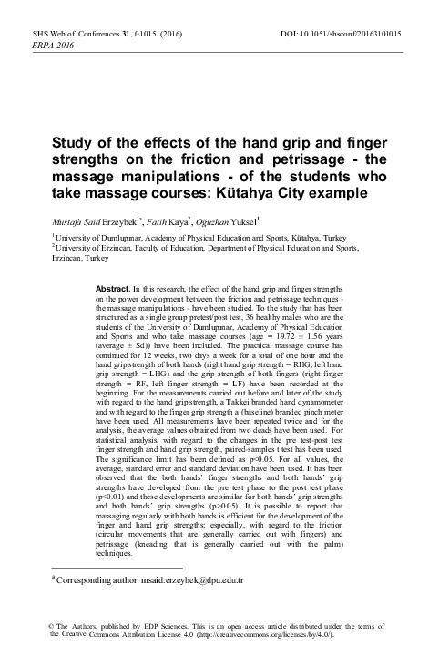 (PDF) Study of the effects of the hand grip and finger strengths on the ...