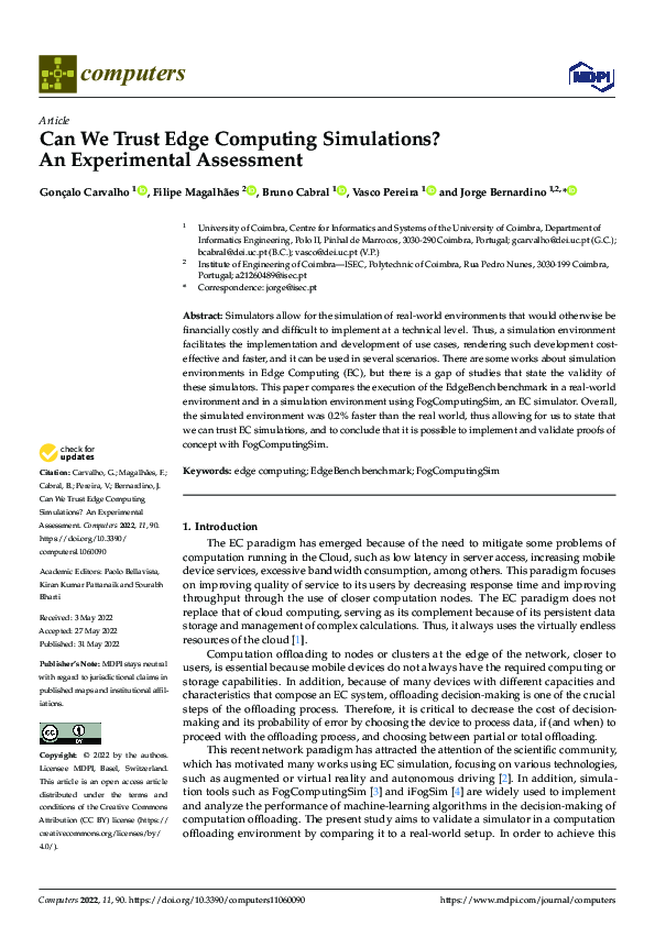 (PDF) Can We Trust Edge Computing Simulations? An Experimental Assessment
