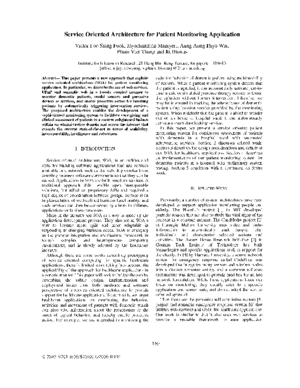 (PDF) Service Oriented Architecture for Patient Monitoring Application