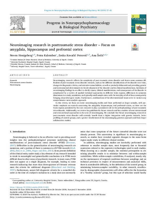 (PDF) Neuroimaging research in posttraumatic stress disorder – Focus on ...