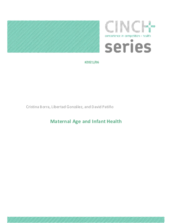 (PDF) Maternal Age and Infant Health