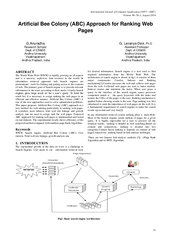 (PDF) Artificial Bee Colony (ABC) Approach for Ranking Web Pages