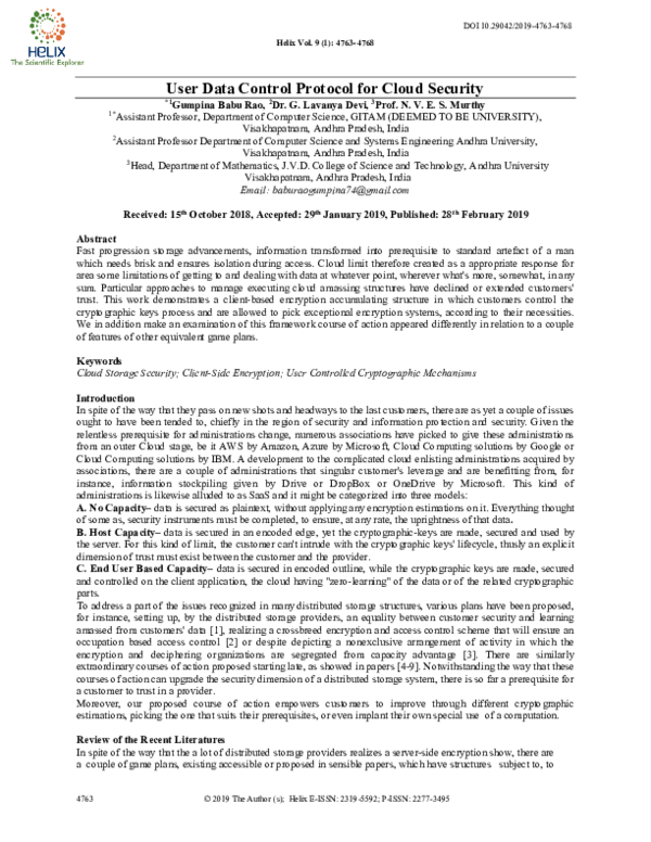 (PDF) User Data Control Protocol for Cloud Security
