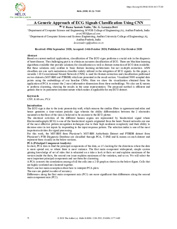 Pdf A Generic Approach Of Ecg Signals Classification Using Cnn 
