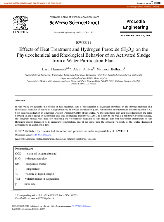 (PDF) Effects of Heat Treatment and Hydrogen Peroxide (H2O2) on the Physicochemical and ...