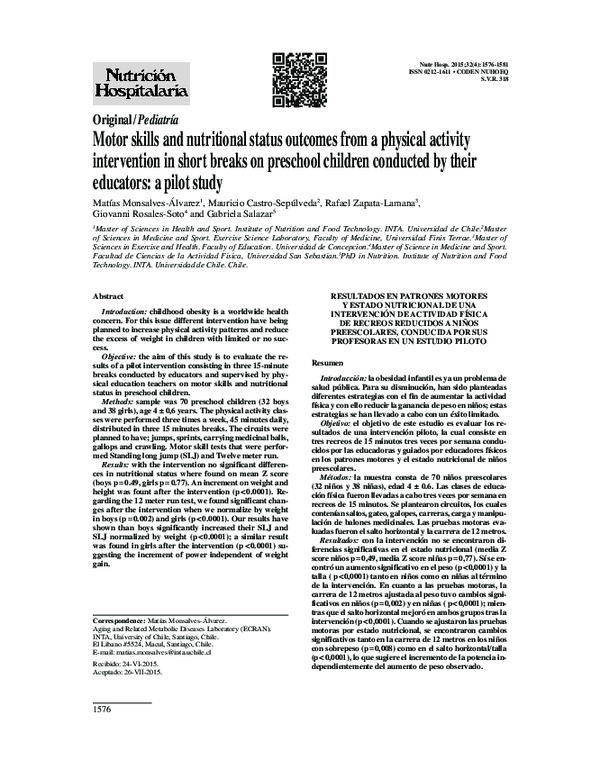 (PDF) Motor Skills and Nutritional Status Outcomes from a Physical ...