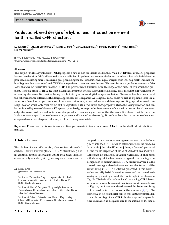 (PDF) Production-based design of a hybrid load introduction element for thin-walled CFRP Structures