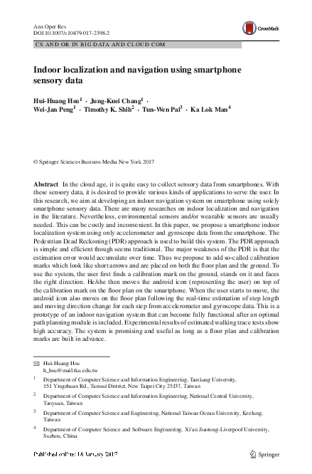 (PDF) Indoor localization and navigation using smartphones augmented reality and inertial tracking