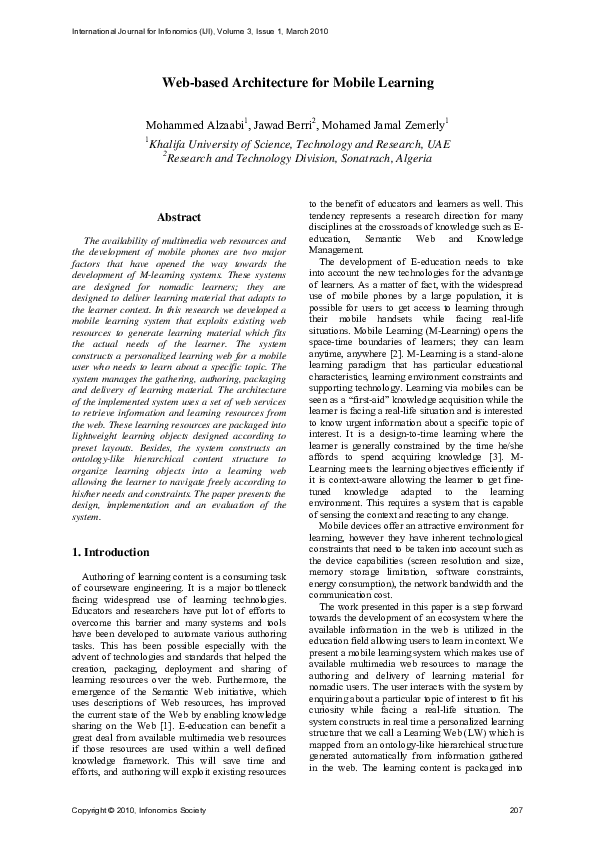 (PDF) Web-based Architecture for Mobile Learning