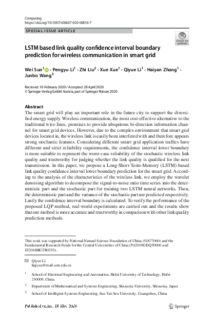 (PDF) LSTM based link quality confidence interval boundary prediction for wireless communication ...
