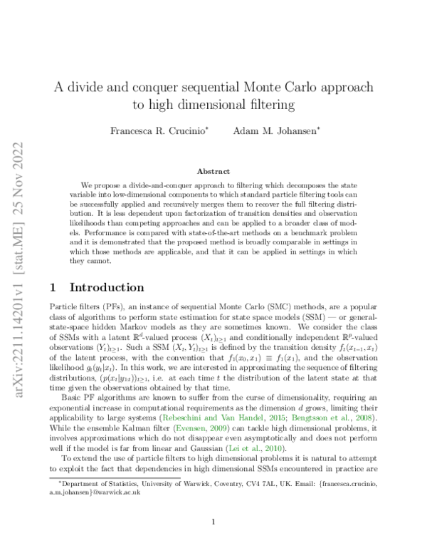 (PDF) A divide and conquer sequential Monte Carlo approach to high ...