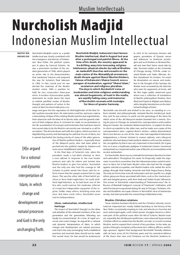 (PDF) Nurcholish Madjid: Indonesian Muslim intellectual