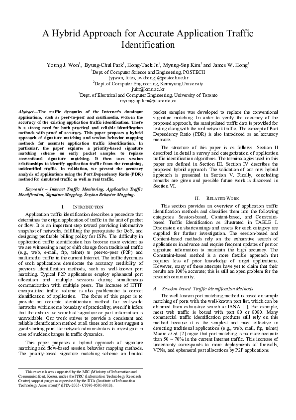 (PDF) Hybrid Method for Accurate Traffic Identification