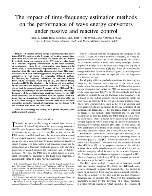 (PDF) The Impact of Time–Frequency Estimation Methods on the Performance of Wave Energy ...