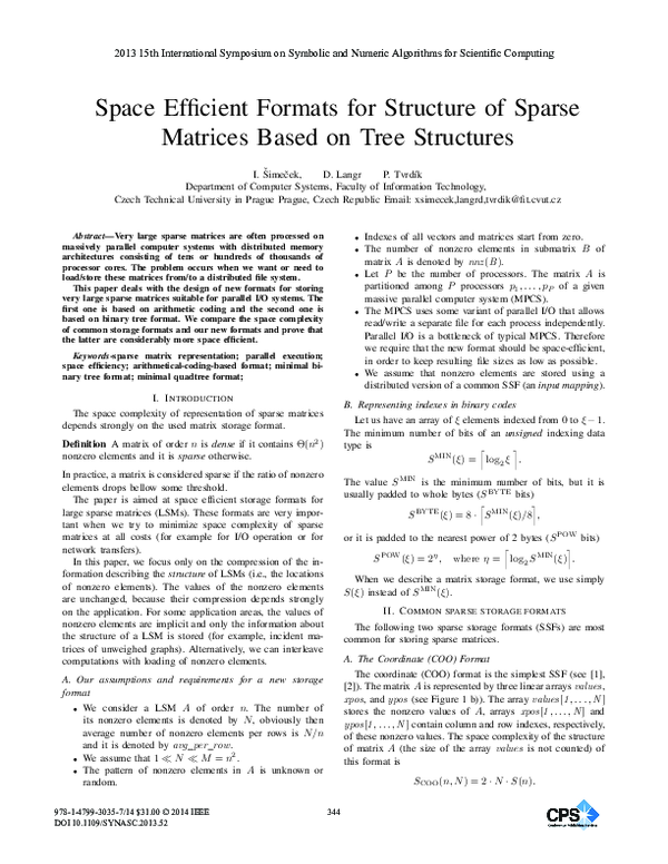 (PDF) Space Efficient Formats for Structure of Sparse Matrices Based on ...