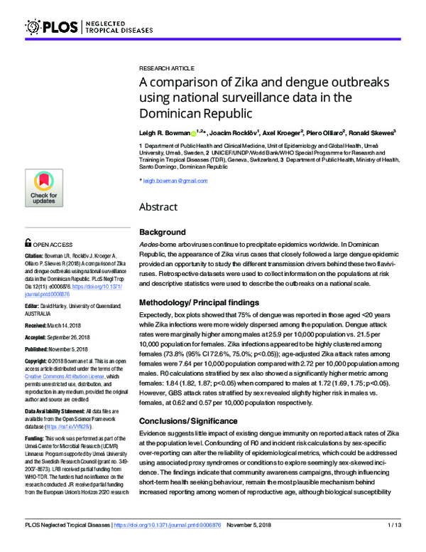 (PDF) A comparison of Zika and dengue outbreaks using national surveillance data in the ...