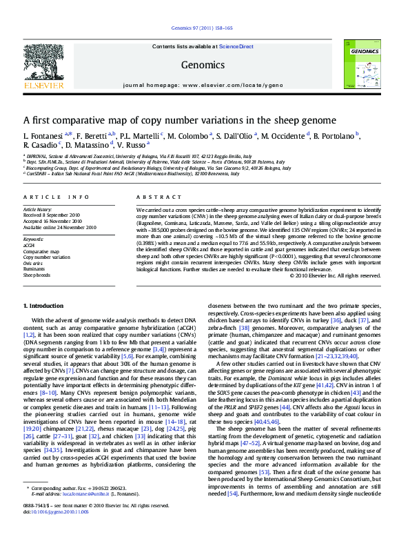 Pdf A First Comparative Map Of Copy Number Variations In The Sheep Genome
