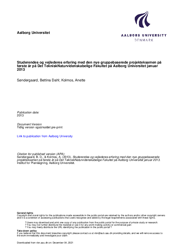 (PDF) Studerendes og vejlederes erfaring med den nye gruppebaserede ...