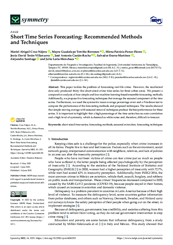 (PDF) Short Time Series Forecasting: Recommended Methods and Techniques