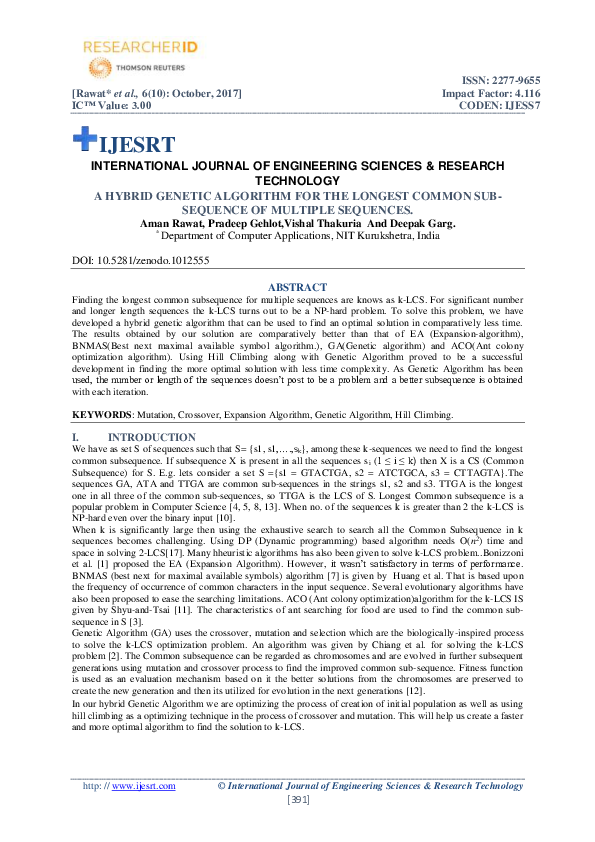 (PDF) Ijesrt International Journal of Engineering Sciences & Research Technology a Hybrid ...