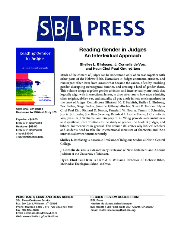 (PDF) Reading Gender in Judges: An Intertextual Approach