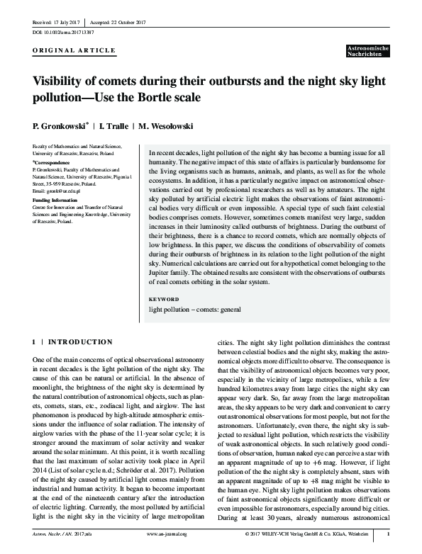 (PDF) Visibility of comets during their outbursts and the night sky ...