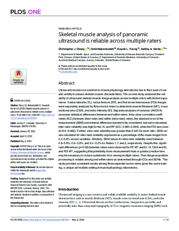 (PDF) Skeletal muscle analysis of panoramic ultrasound is reliable across multiple raters