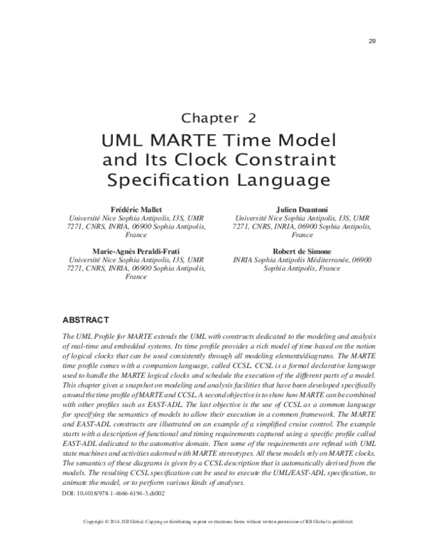 Pdf Uml Marte Time Model And Its Clock Constraint Specification Language