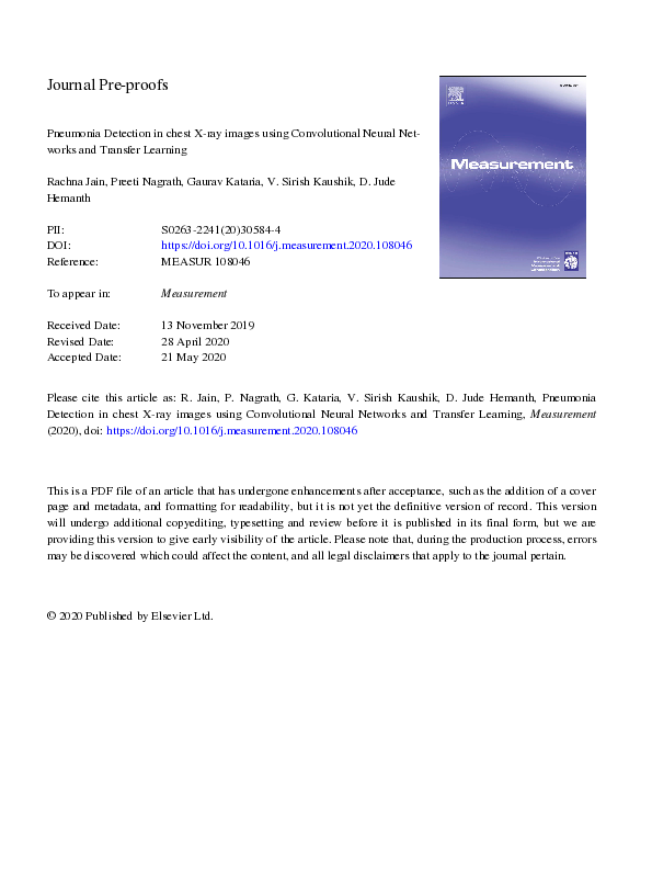 Pdf Pneumonia Detection In Chest X Ray Images Using Convolutional