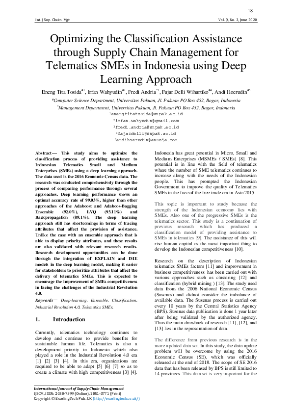 (PDF) Optimizing the Classification Assistance through Supply Chain Management for Telematics ...