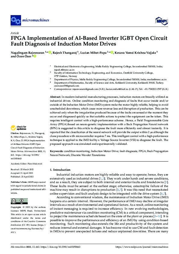 (PDF) FPGA Implementation of AI-Based Inverter IGBT Open Circuit Fault Diagnosis of Induction ...