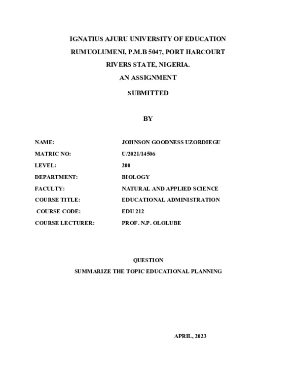 (DOC) EDUCATIONAL PLANNING