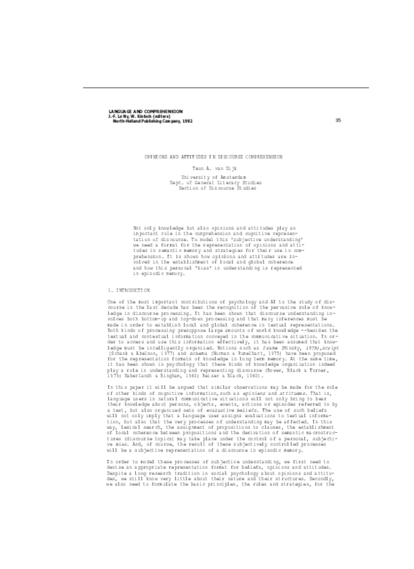 (PDF) Opinions and Attitudes in Discourse Comprehension