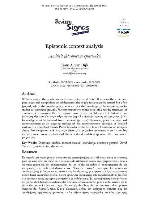 (PDF) Epistemic context analysis