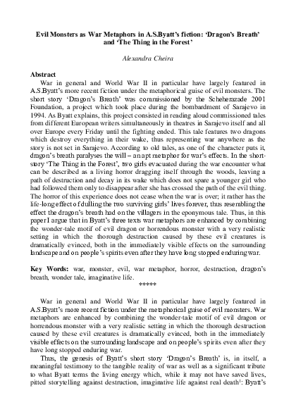 (PDF) Evil Monsters as War Metaphors in A. S. Byatt’s Fiction: "Dragon ...