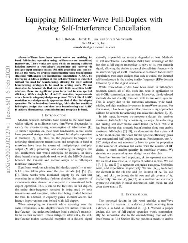 (PDF) Equipping Millimeter-Wave Full-Duplex with Analog Self-Interference Cancellation