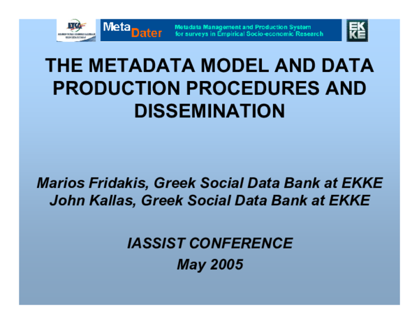 Pdf The Data Model And Data Production Procedures And Dissemination