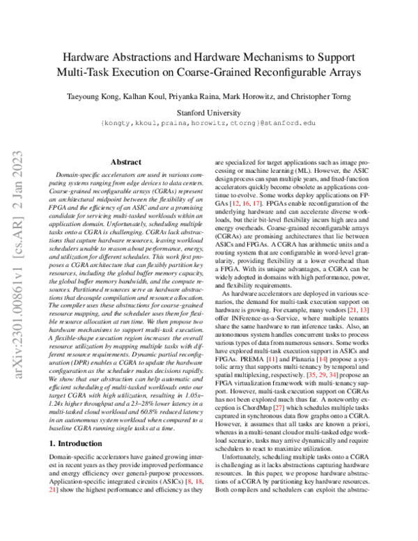 (PDF) Hardware Abstractions and Hardware Mechanisms to Support Multi-Task Execution on Coarse ...