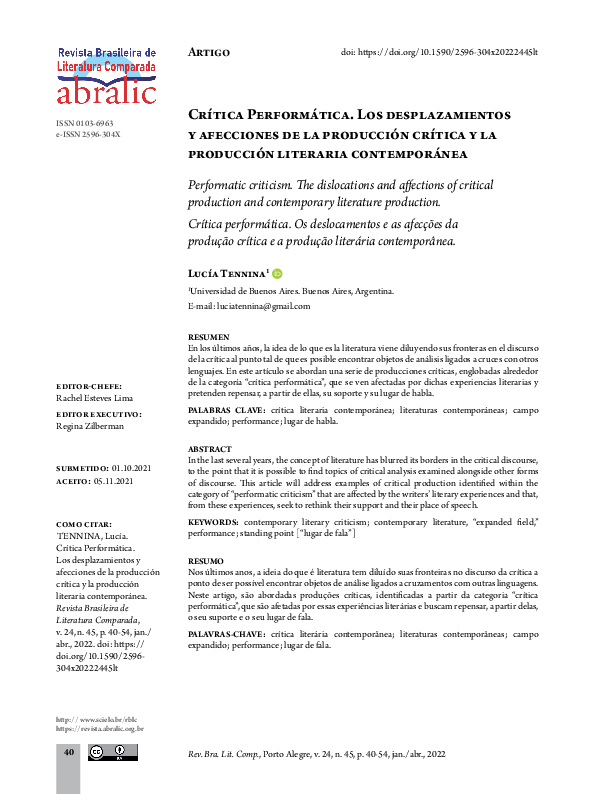 (PDF) Crítica Performática. Los desplazamientos y afecciones de la producción crítica y la ...